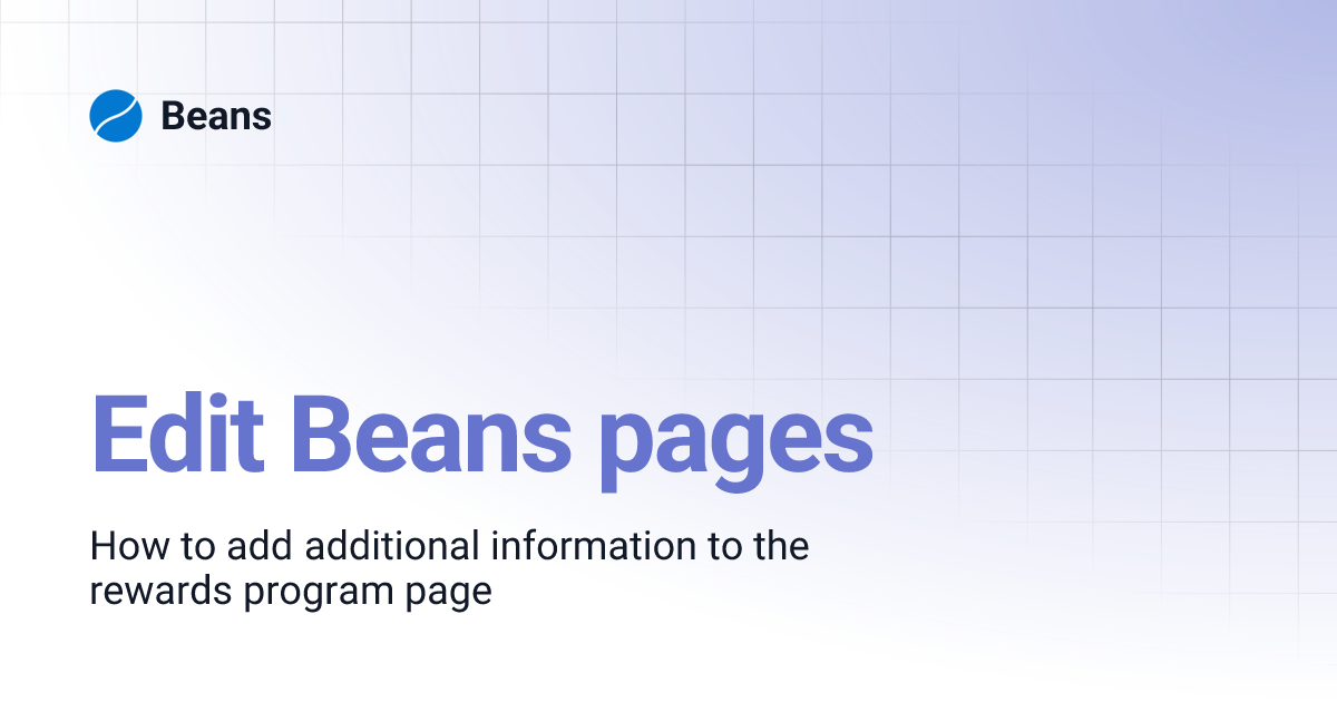 Edit Beans pages | Beans